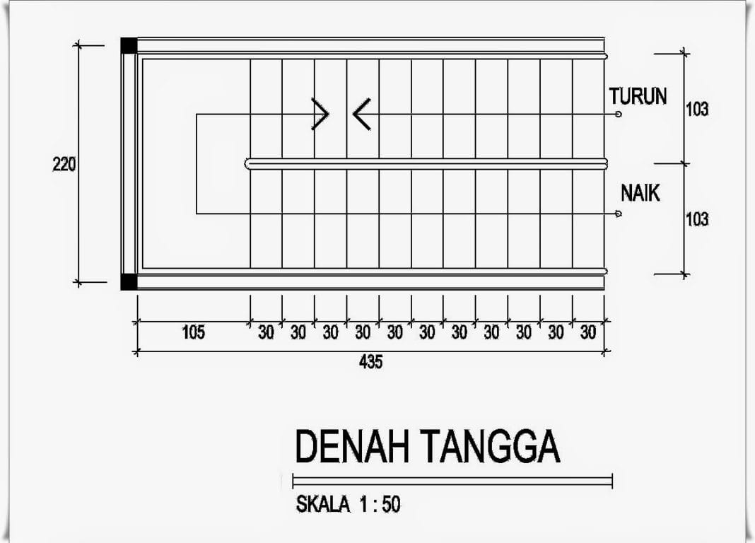 Referensi Denah Tangga dan Detail Penulangan Tangga Sederhana Untuk ...