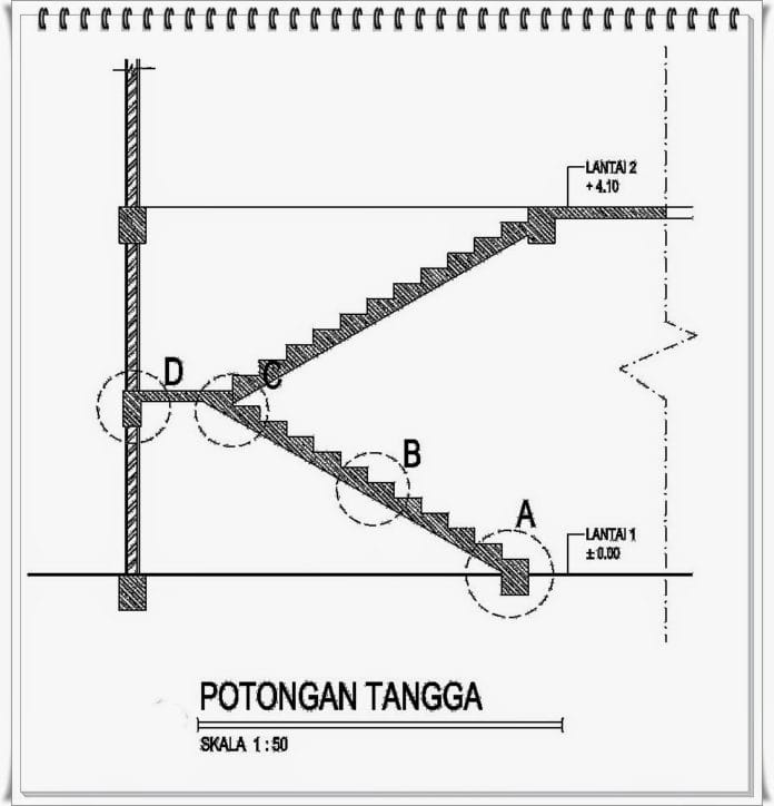 Referensi Denah Tangga dan Detail Penulangan Tangga Sederhana Untuk ...
