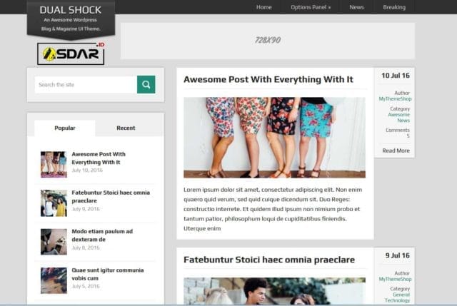 Tema WordPress DualShock Responsive Gratis - Asdar Id