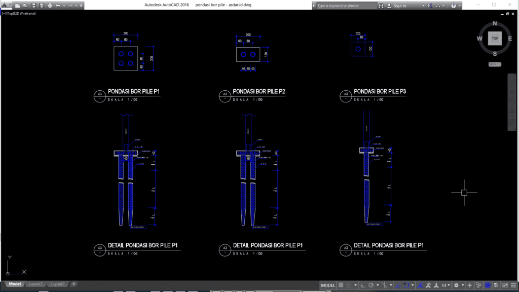 Download Detail Pondasi Bore Pile Format DWG AutoCAD - Asdar Id