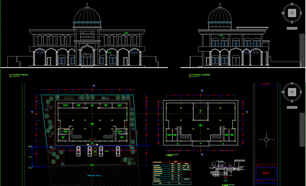 Download Gambar Desain Masjid File AutoCAD - Asdar Id