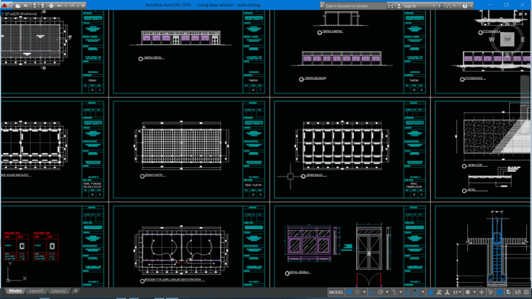 Download Contoh Gambar Ruang Kelas Sekolah DWG AutoCAD (Lengkap dengan ...