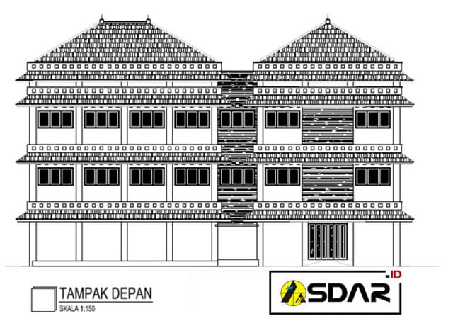 Download Gambar Gedung 3 Lantai DWG AutoCAD - Asdar Id