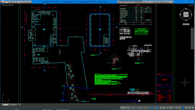 Download Gambar Gudang Sederhana 2 lantai Luas 379,50m2 Format DWG ...