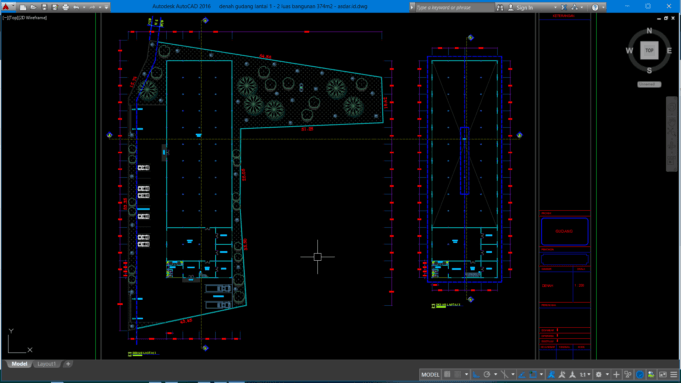 Download Gambar Gudang Sederhana 2 lantai Luas 374m2 Format DWG AutoCAD ...