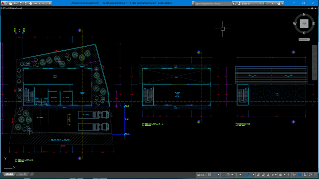 Download Gambar Gudang Sederhana 4 lantai Luas 612m2 Format DWG AutoCAD ...