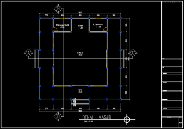 Download Gambar Masjid Format DWG AutoCAD - Asdar Id