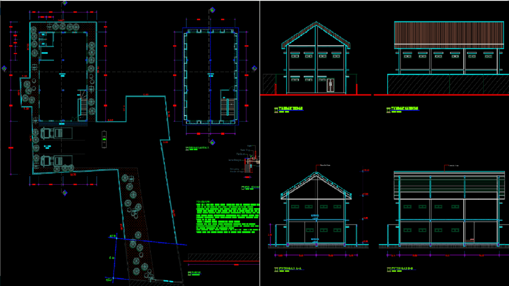 Download Gambar Gudang Sederhana 2 lantai Luas 379,50m2 Format DWG ...