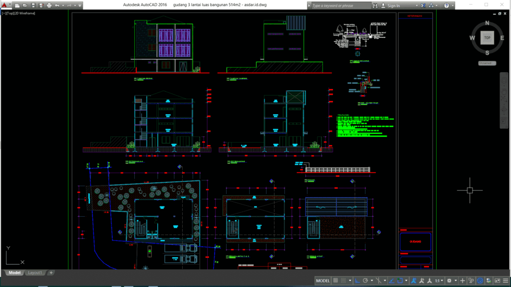 Download Gambar Gudang Sederhana 3 lantai Luas 514m2 Format DWG AutoCAD ...