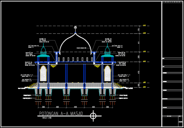Download Gambar Masjid Format DWG AutoCAD - Asdar Id