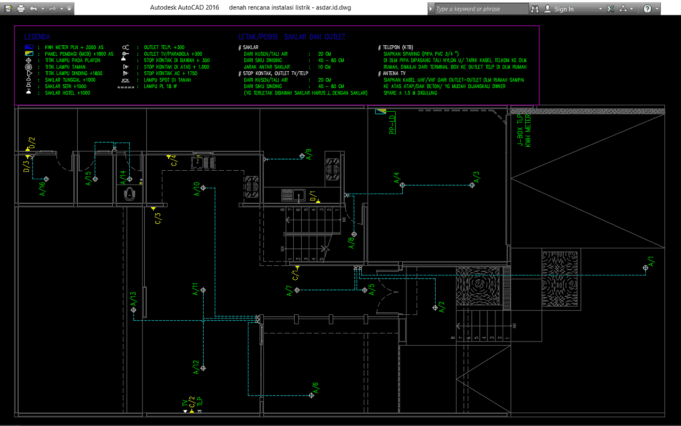 Referensi Gambar Denah Rencana Instalasi Listrik DWG (File AutoCAD ...