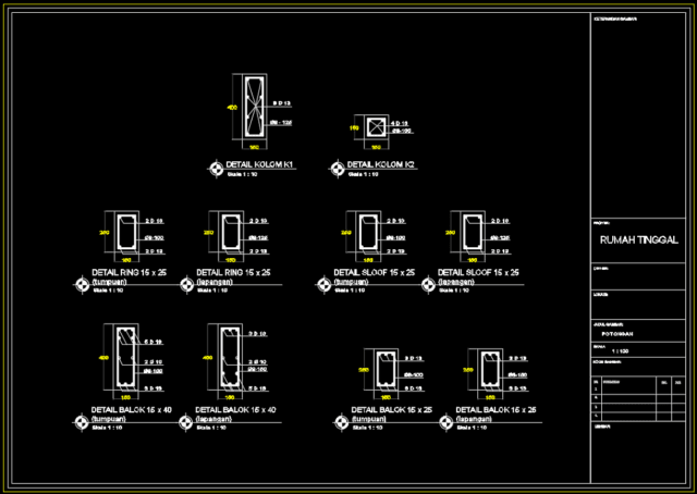 [Lengkap] Gambar Struktur & Arsitektur Rumah 2 Lantai Format DWG ...