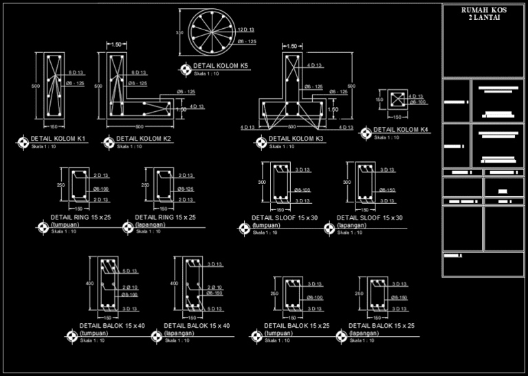 [Lengkap] Gambar Struktur Rumah Kost Format DWG Beserta Perhitungan ...