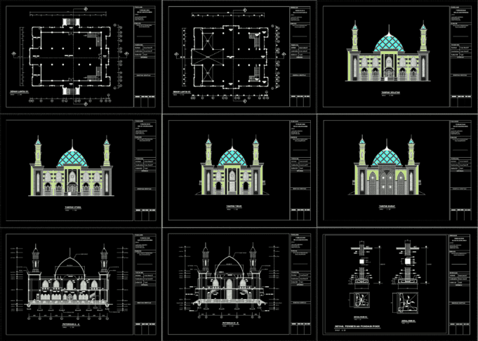 Download Gambar Masjid Baburrahman Format AutoCAD dan PDF - Asdar Id
