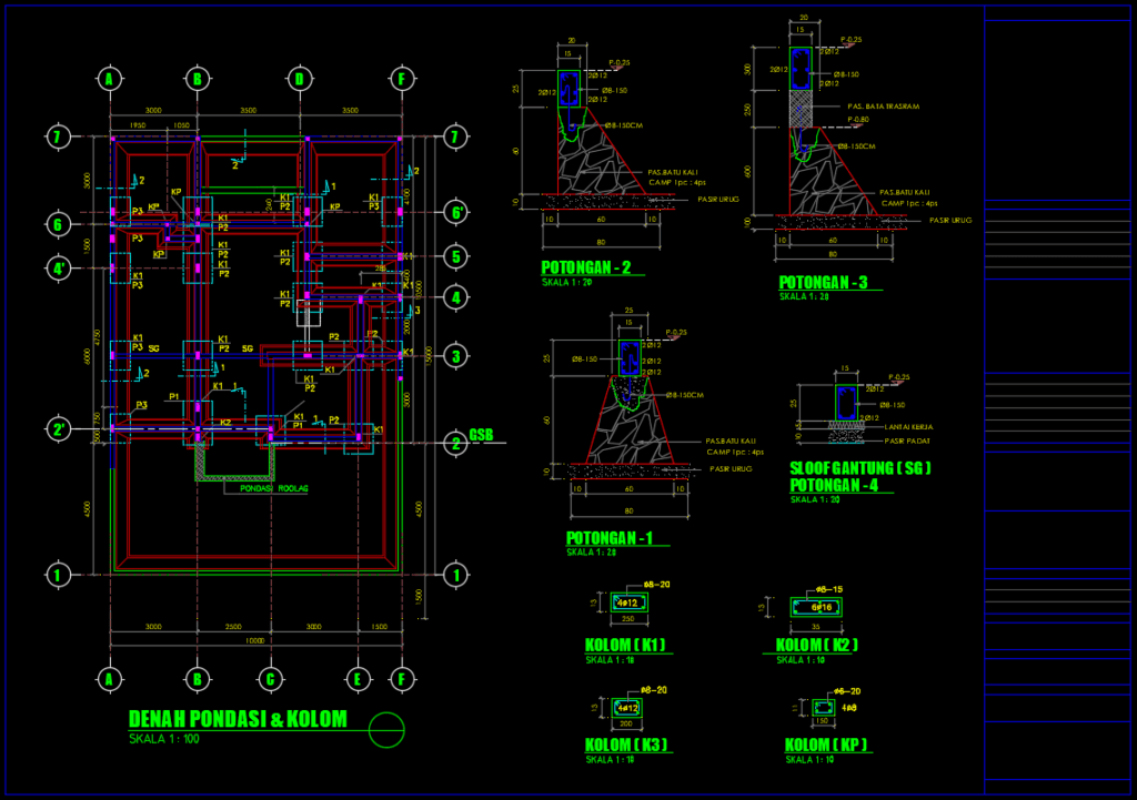 Download Rencana Pondasi Batu Kali dan Detail Sloof File DWG AutoCAD ...