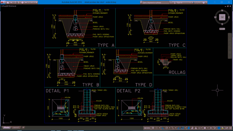 Download Detail Pondasi Batu Kali dan Foot Plat Format DWG AutoCAD ...