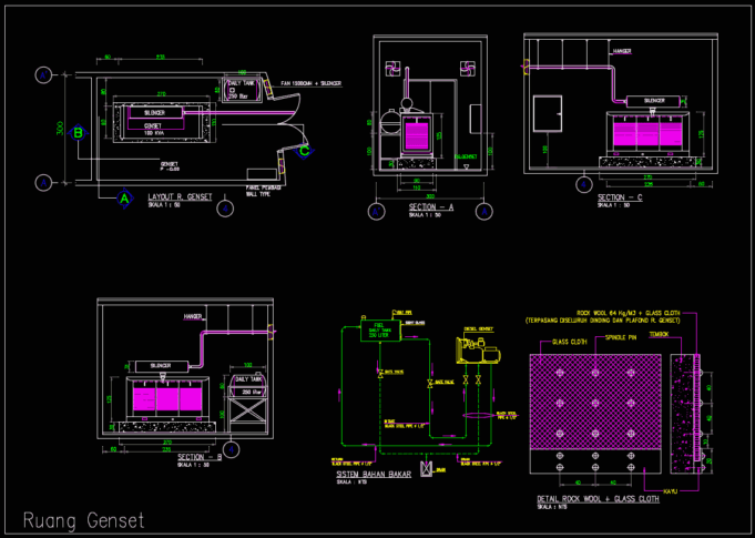 Download Desain Ruang Genset Kolam Renang DWG AutoCAD - Asdar Id