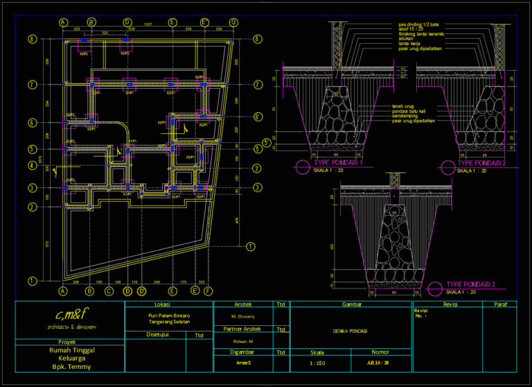 Download Rencana Pondasi Rumah Format DWG AutoCAD - Asdar Id