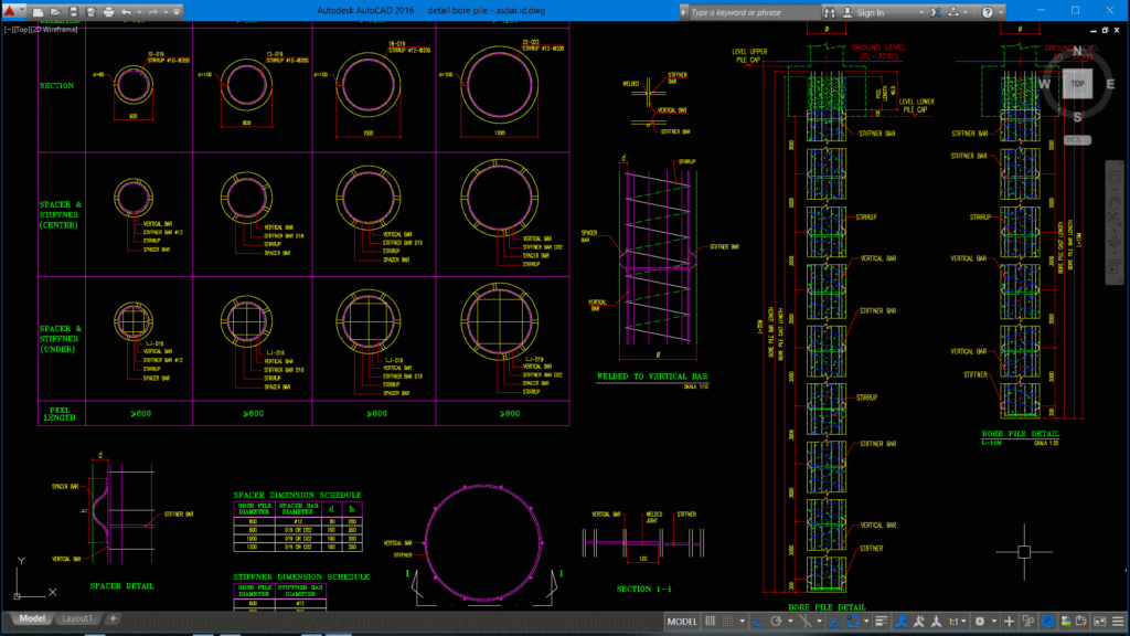 Download Gambar Detail Bore Pile Format DWG AutoCAD - Asdar Id