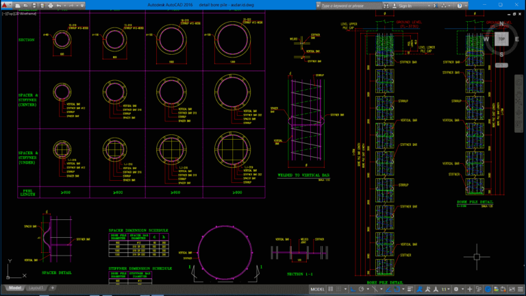 Download Gambar Detail Bore Pile Format DWG AutoCAD - Asdar Id