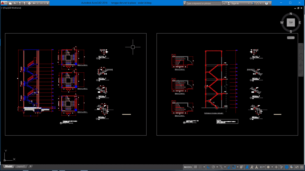 Download Tangga Darurat LA Plaza Format DWG AutoCAD - Asdar Id