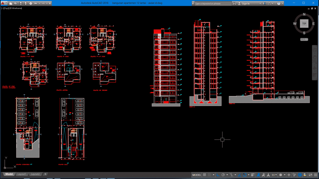 Download Gambar Bangunan Apartemen 12 Lantai Format DWG AutoCAD - Asdar Id