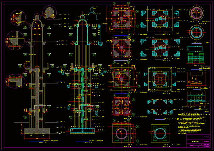 Download Desain Struktur Menara Masjid DWG AutoCAD - Asdar Id