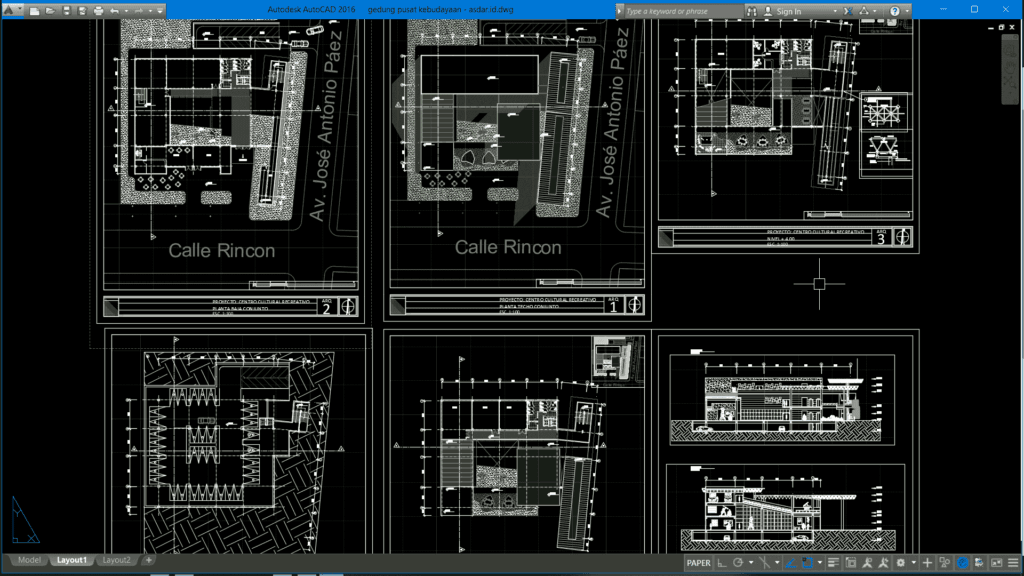 Download Gedung Pusat Kebudayaan Format DWG AutoCAD - Asdar Id