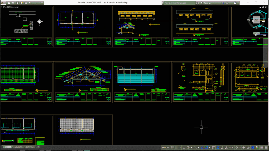 Download Gambar Sekolah Dasar (SD) 1 Lantai DWG AutoCAD - Asdar Id