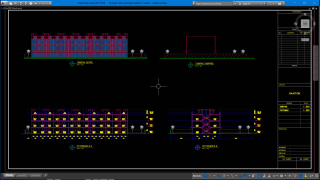 Download Gambar Kantor 3 Lantai Format DWG AutoCAD - Asdar Id