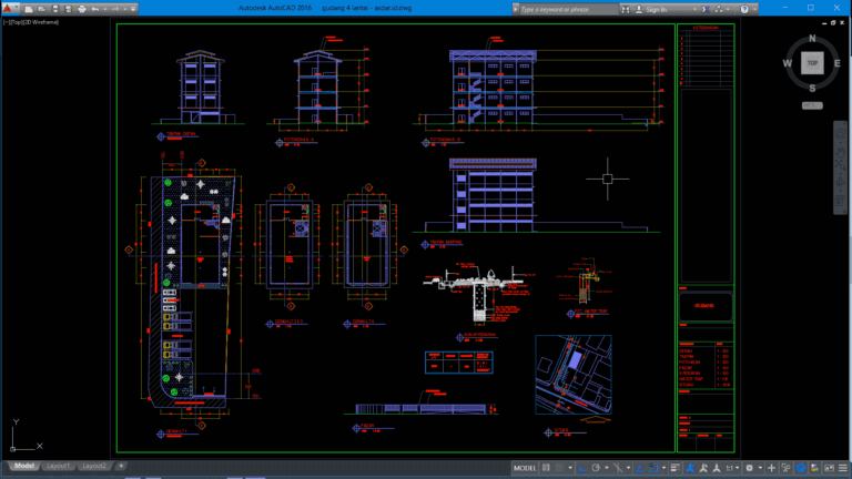 Download Desain Gudang 4 lantai Format DWG AutoCAD - Asdar Id