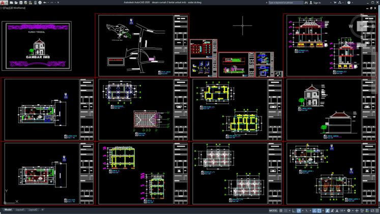 Download Desain Rumah 2 Lantai untuk IMB Format DWG AutoCAD - Asdar Id