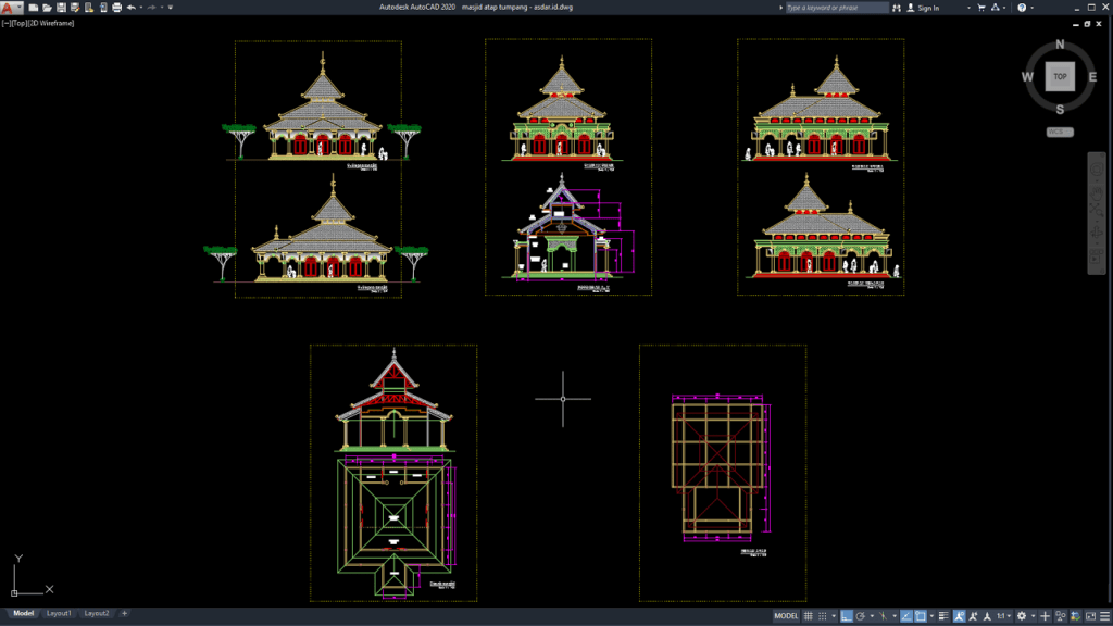 Download Gambar Masjid Atap Tumpang DWG AutoCAD - Asdar Id