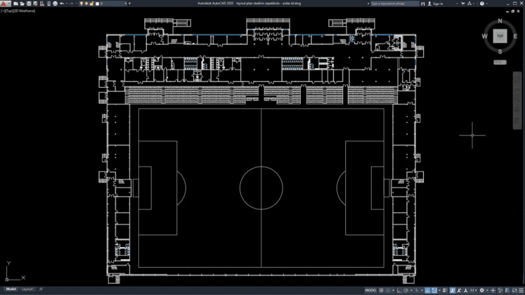 Download Layout Plan Stadion SepakBola Format DWG AutoCAD - Asdar Id