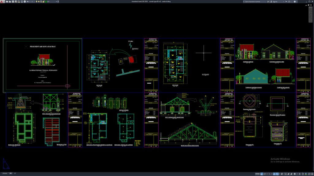 Download Gambar Rumah Type 90 m2 DWG AutoCAD - Asdar Id
