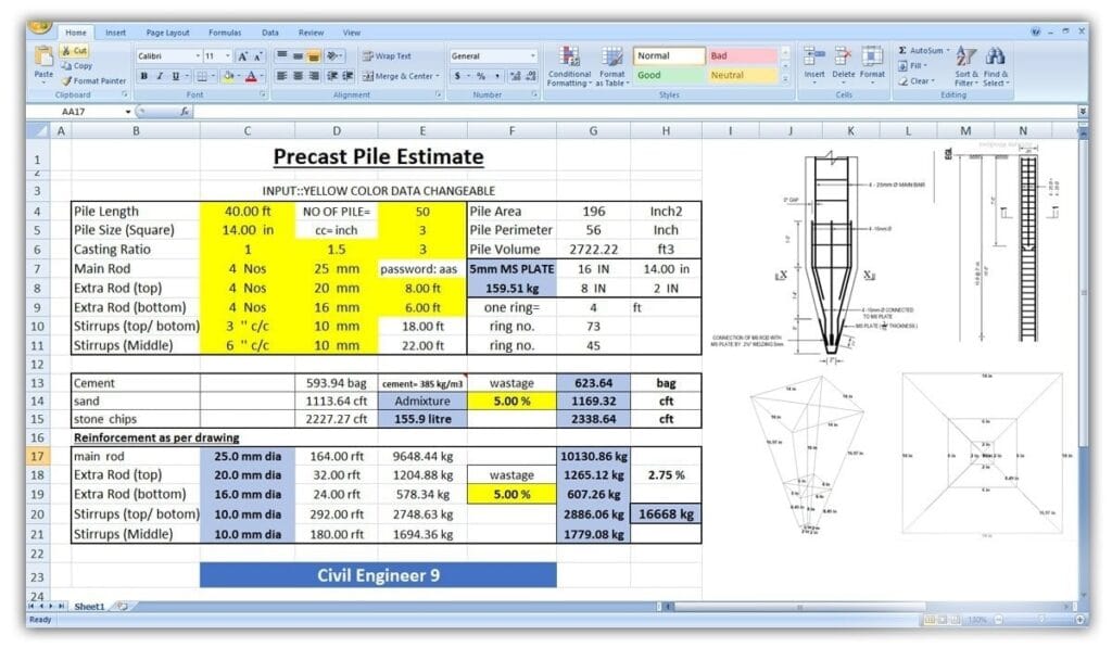 Download Estimasi Tiang Precast Format Excel - Asdar Id