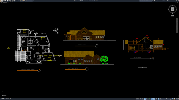 Download Desain Rumah Kayu Atap Jerami DWG AutoCAD - Asdar Id