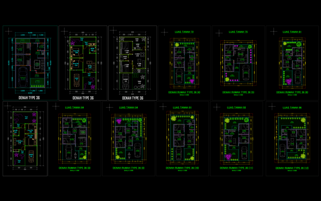 Kumpulan Denah Rumah Type 36 Lengkap DWG AutoCAD - Asdar Id