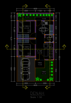 Download Denah Rumah Tinggal 1 Lantai DWG AutoCAD - Asdar Id
