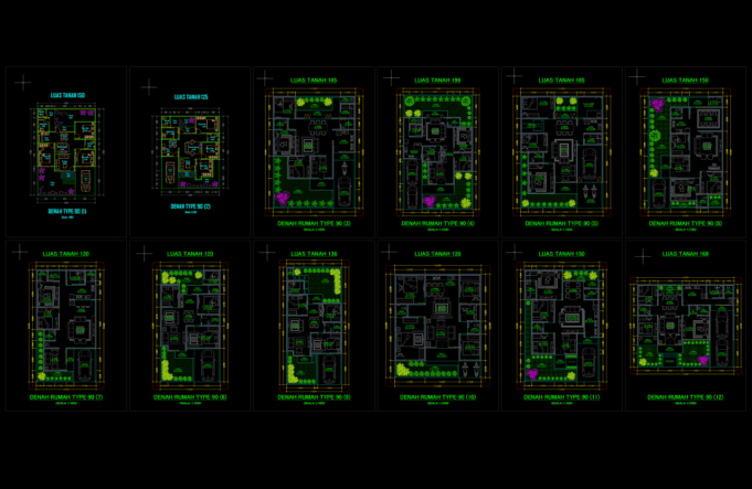 Kumpulan Denah Rumah Type 90 Lengkap Format DWG AutoCAD - Asdar Id