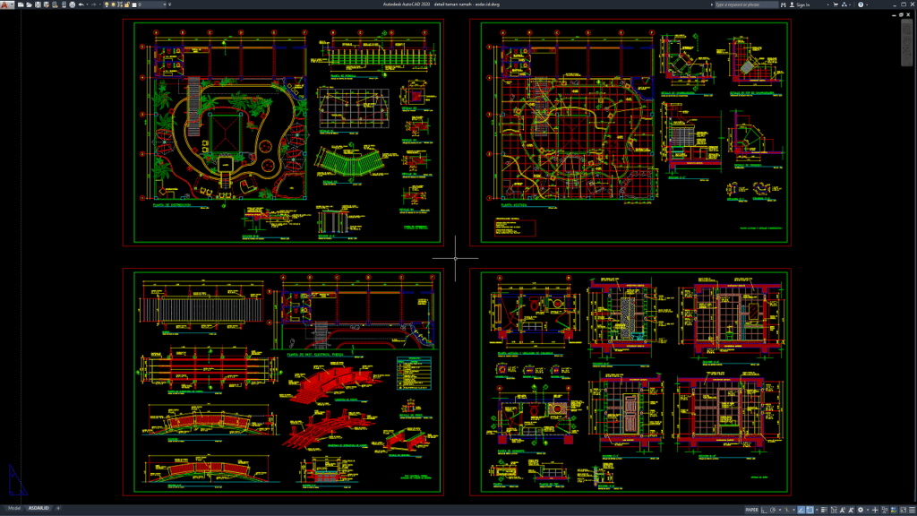 Download Gambar Detail Taman Rumah DWG AutoCAD - Asdar Id
