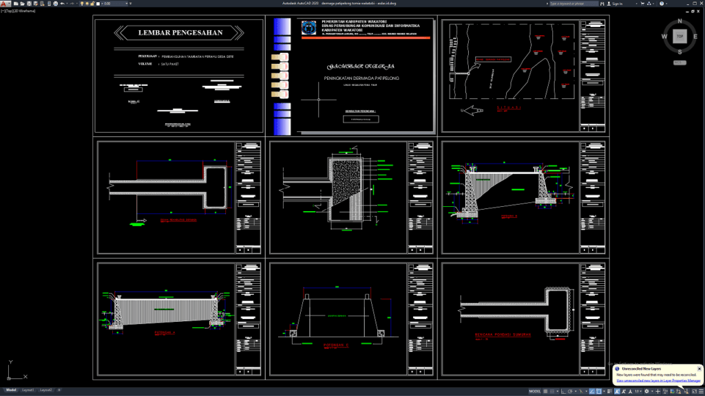 Download Desain Dermaga Patipelong Tomia Wakatobi DWG AutoCAD - Asdar Id