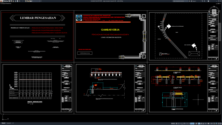 Download Desain Pagar Pengaman (Guard Rail) DWG AutoCAD - Asdar Id