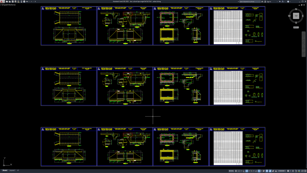 Download Desain Box Culvert Tipe Single 9x6 9x5 9x4 DWG AutoCAD - Asdar Id