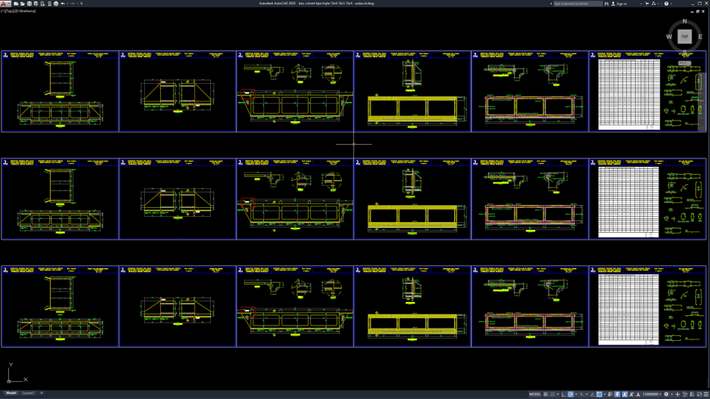 Download Desain Box Culvert Tipe Triple 10x6 10x5 10x4 DWG AutoCAD ...