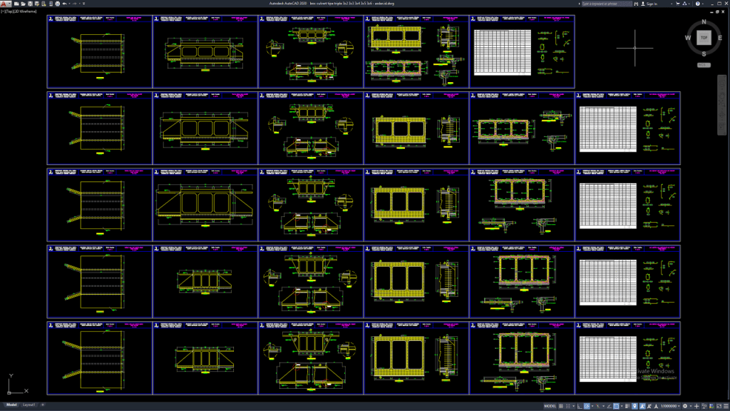 Download Desain Box Culvert Tipe Triple 3x2 3x3 3x4 3x5 3x6 DWG AutoCAD ...