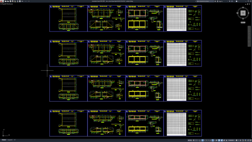 Download Desain Box Culvert Tipe Triple 6x6 6x5 6x4 6x3 DWG AutoCAD ...