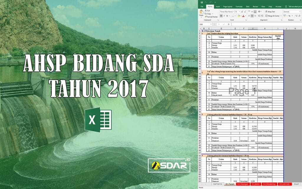Download AHSP Bidang SDA Tahun 2017 Format Excel - Asdar Id