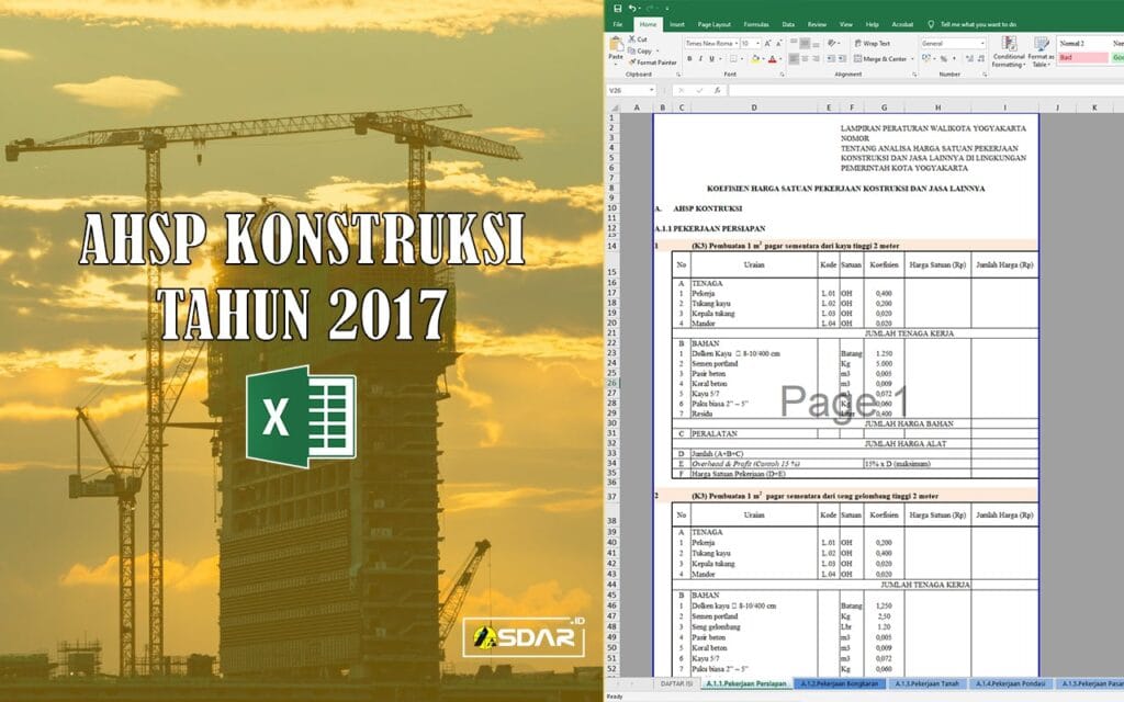 Download AHSP Konstruksi Tahun 2017 Format Excel - Asdar Id