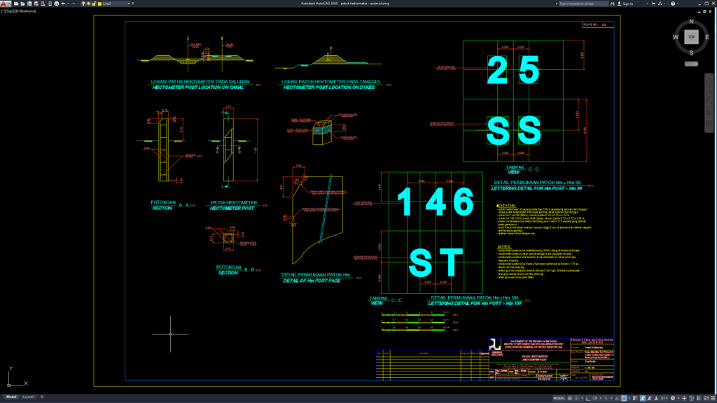 Download Gambar Patok Hektometer DWG AutoCAD - Asdar Id